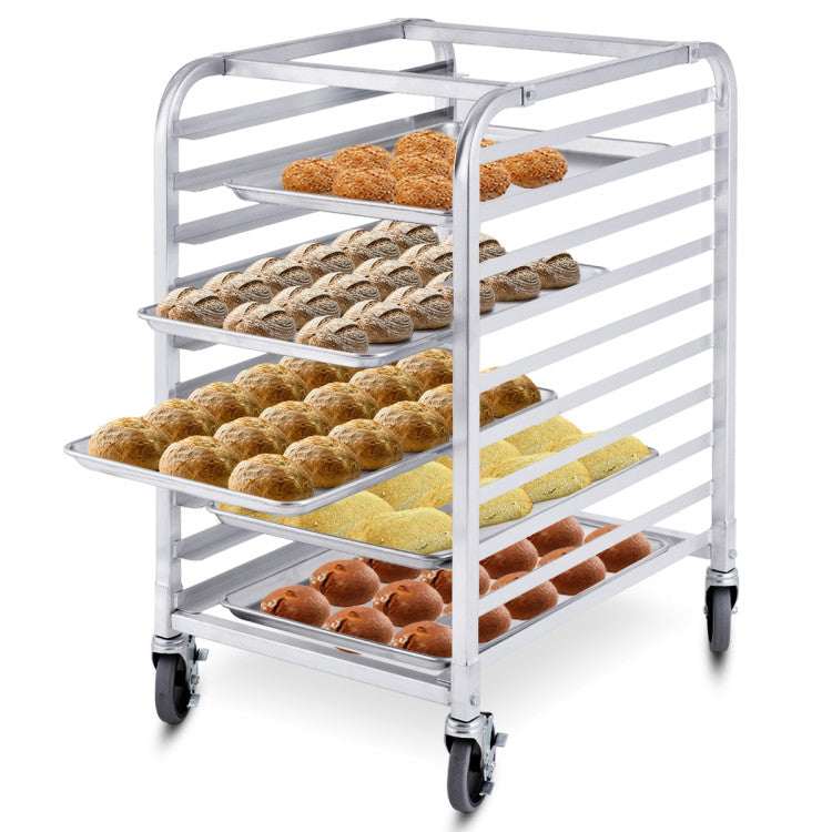 10 Tier Aluminum Rolling Bakery Rack Commercial Kitchen Bun Pan Sheet ...