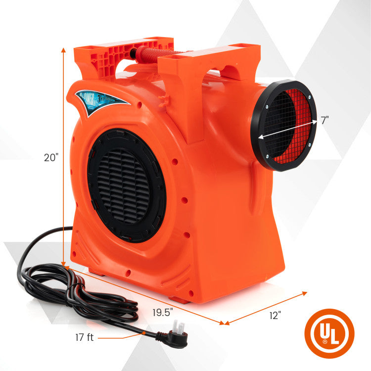 2200W 3HP Portable Commercial Air Blower UL-listed Bounce House Blower ...