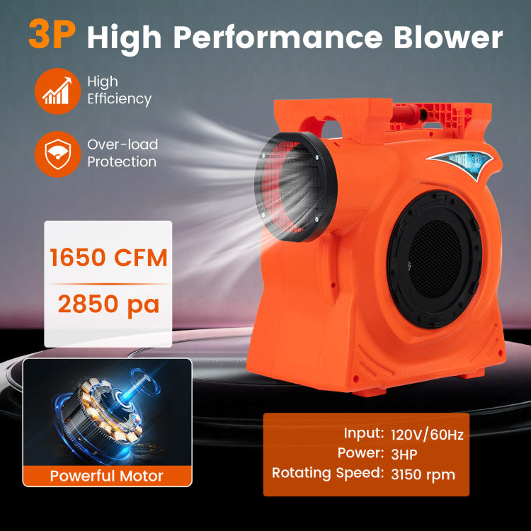 2200W 3HP Portable Commercial Air Blower UL-listed Bounce House Blower ...
