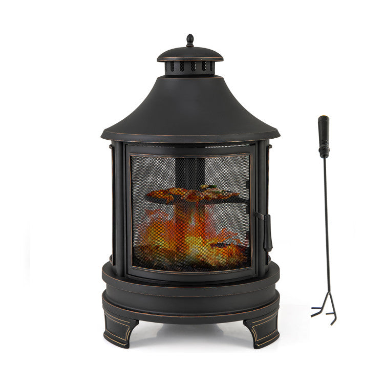 30 Inch Metal Chiminea Fire Pit 2 in 1 Outdoor Wood Burning Fireplace ...