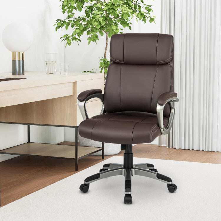 360° Swivel Office Chair PU Leather Executive Desk Chair with Adjustab ...