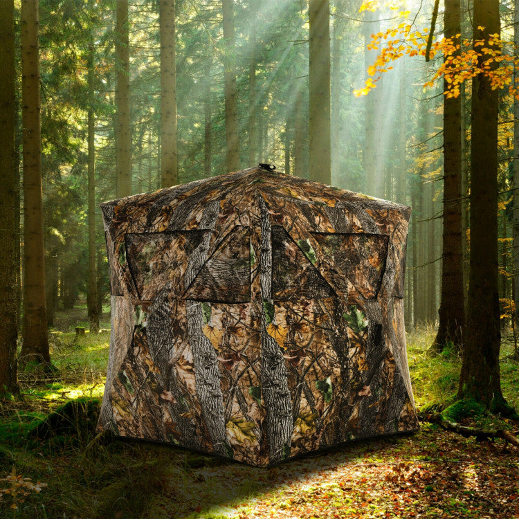 3 Persons Pop-up Camouflage Ground Blind Portable Hunting Tent with St ...