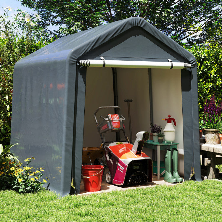 8 x 6.5 Feet Outdoor Storage Shelter Heavy Duty Portable Tools Shed wi ...