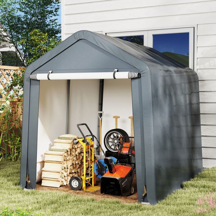 8 x 6.5 Feet Outdoor Storage Shelter Heavy Duty Portable Tools Shed wi ...