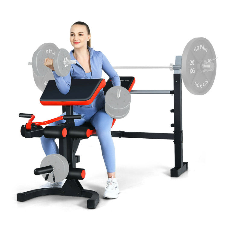 Home Gym Multifunctional Workout Bench Set Adjustable Olympic Weight F ...