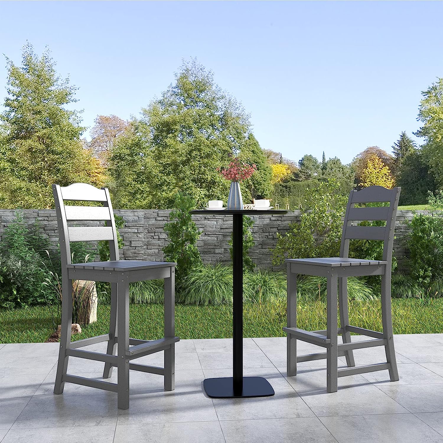 Outdoor All-Weather HDPE Bar Stool Patio 30 Inches Counter Height Bar ...