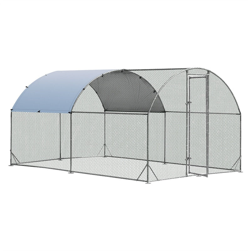 12.5ft Outdoor Metal Chicken Coop Walk-in Poultry Cage Run Galvanized ...