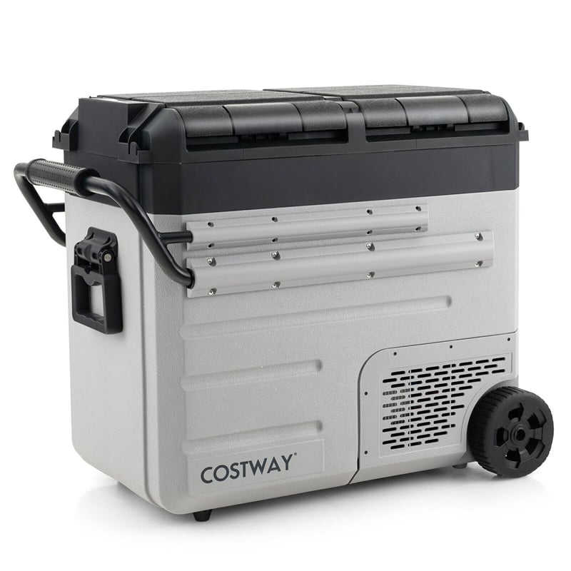 61 Quart Portable Car Refrigerator with Wheels 12/24V DC and 110-240V ...