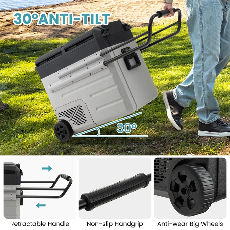 61 Quart Portable Car Refrigerator with Wheels 12/24V DC and 110-240V ...