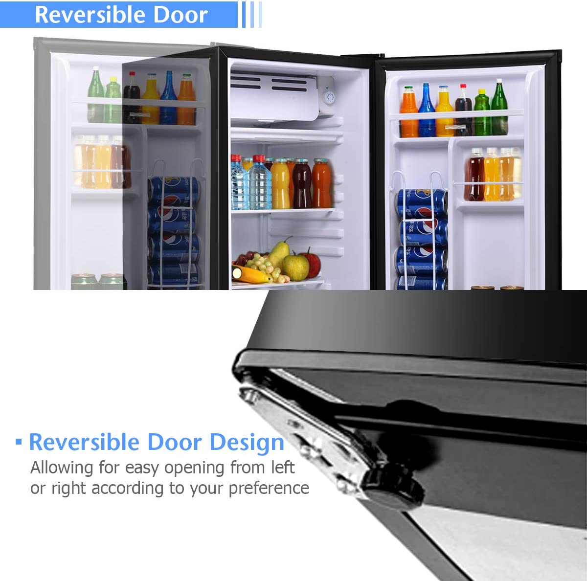 3.2 CU.FT Compact Refrigerator Single Door Freezer Mini Cooler Fridge ...