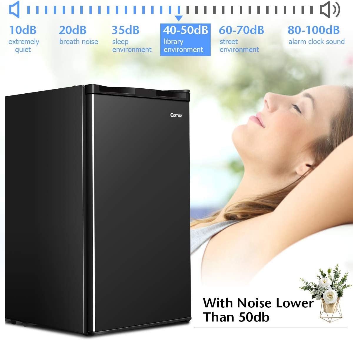 3.2 CU.FT Compact Refrigerator Single Door Freezer Mini Cooler Fridge ...