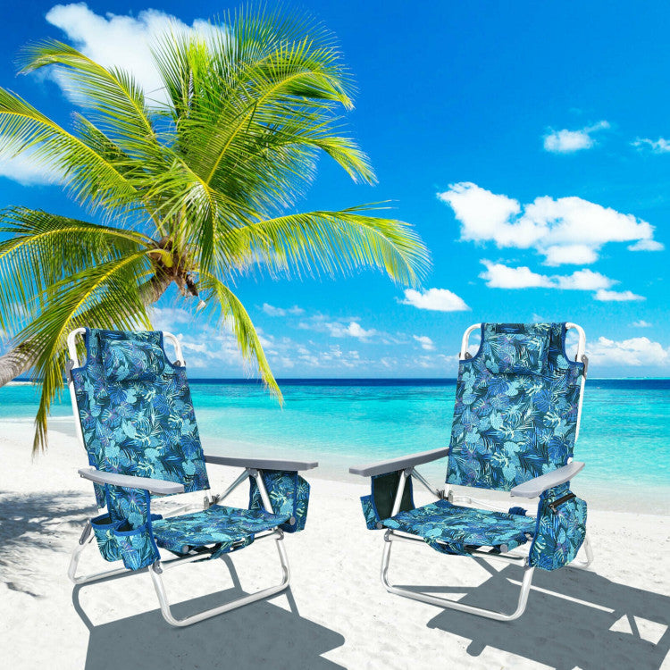 4-Pack Folding Beach Chair Set Sling Camping Fishing Chair Outdoor Rec ...