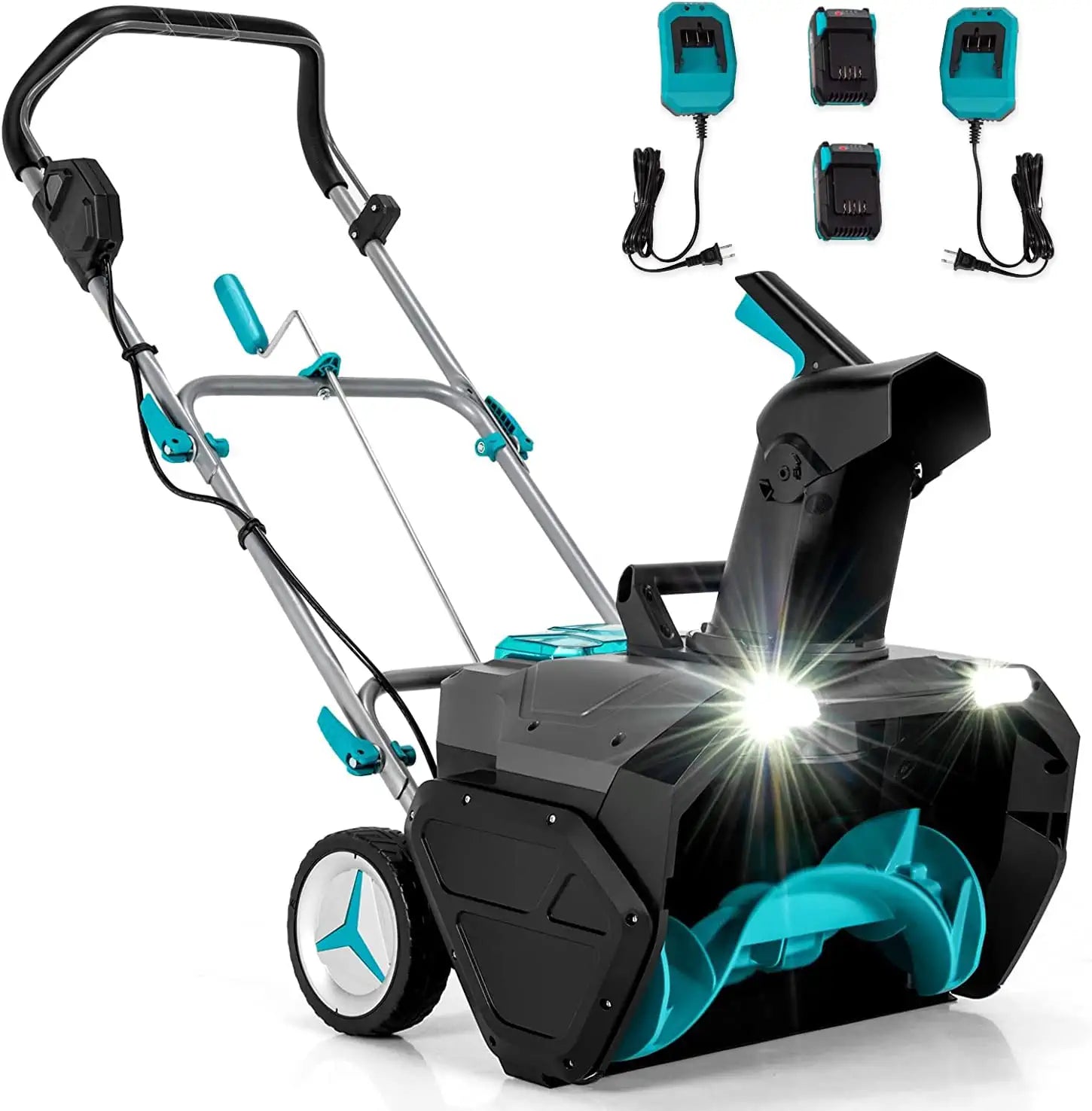 40V Cordless Snow Blower 20 Inch Snow Thrower with Dual LED Lights and ...