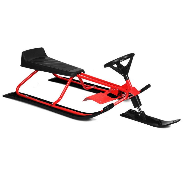 55.5 x 23.5 Inch Snow Racer Sled Ski Sled Slider Board with Twin Brake ...