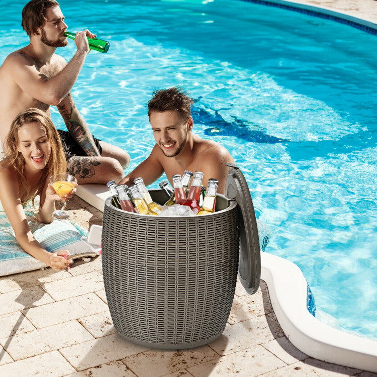 9.5 Gallon All-weather Wicker Cool Bar Ice Cooler 4-in-1 Cooler Bar St ...