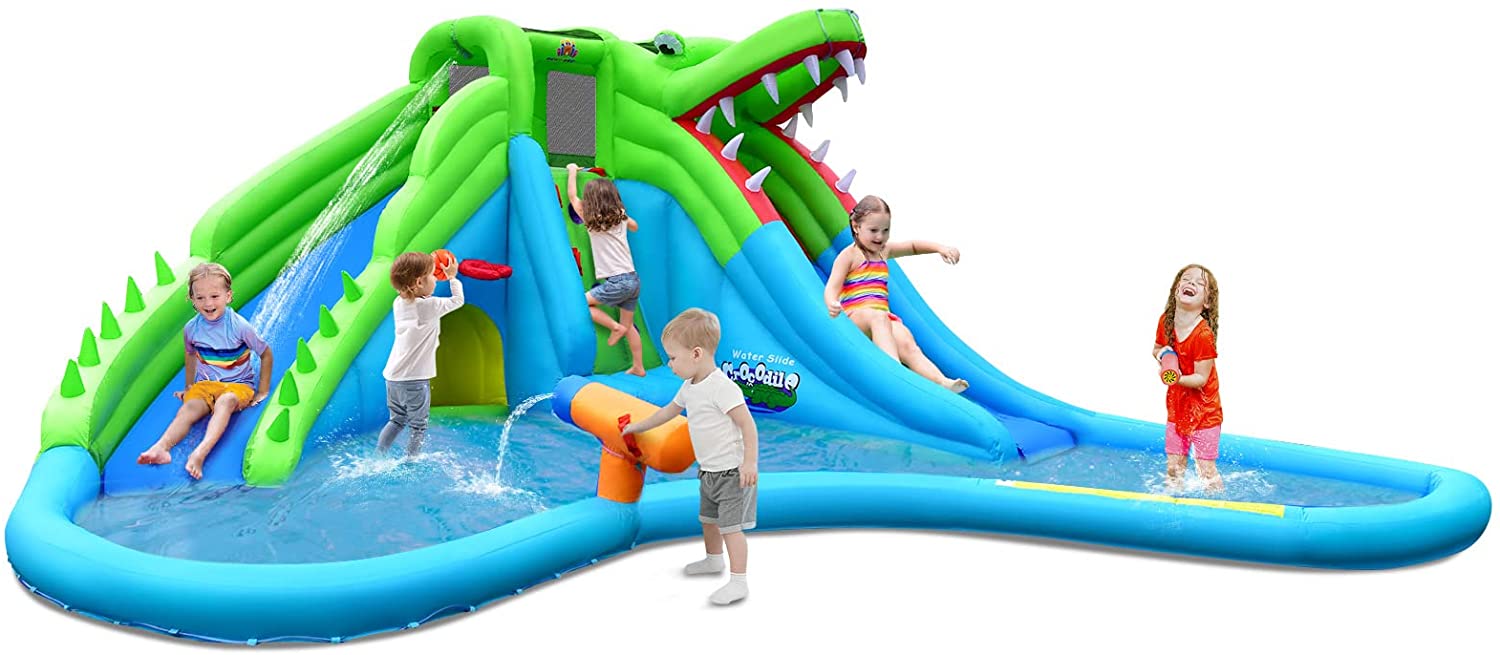 Crocodile Water Slides with Bouncy Pool and Climbing Wall – Chairliving