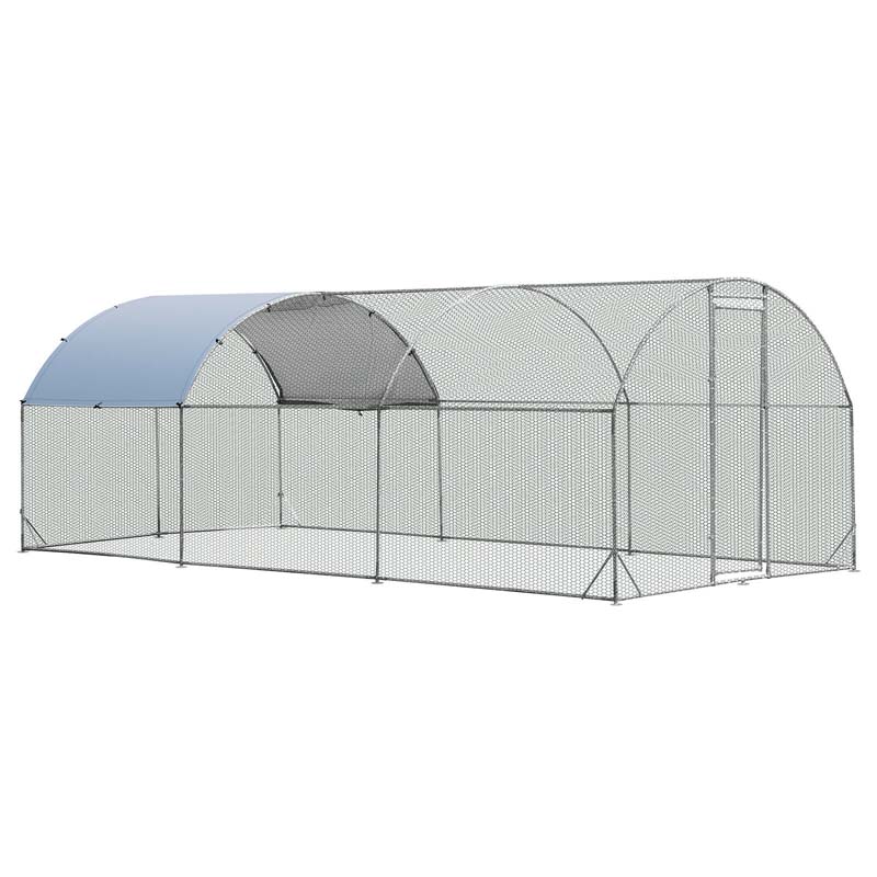 19FT Large Metal Chicken Coop Hen Run House Walk-in Dome Poultry Rabbi ...