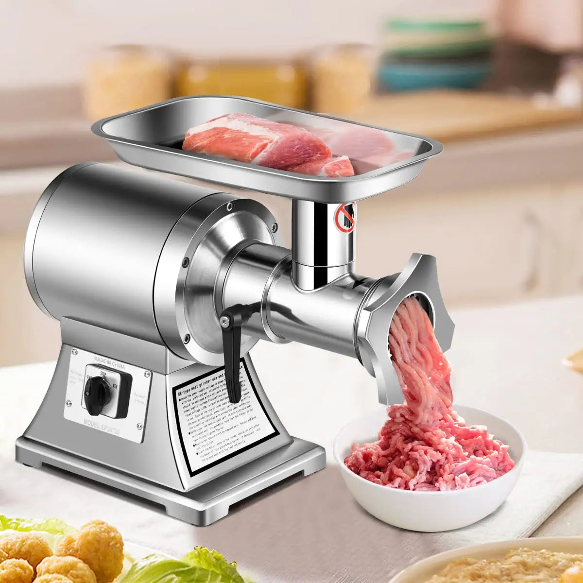 550LB/h Commercial Meat Grinder 225RPM Heavy Duty Industrial Meat Minc ...