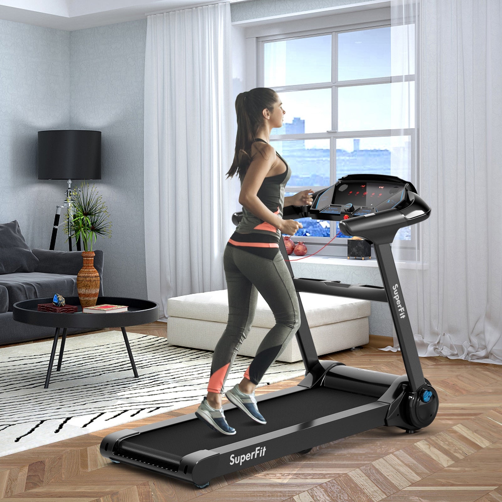 2.25HP Folding Treadmill Running Jogging Machine with LED Touch Displa ...